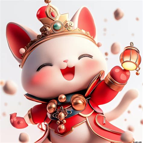 Cute Cartoon Cat In Traditional Chinese Costume With Lantern Premium Ai Generated Image