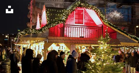 크리스마스 트리 주위에 서 있는 한 무리의 사람들 사진 Unsplash의 무료 사람 이미지