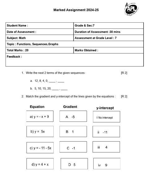 Ma 3 Gr7 Math Functions Sequences Graphs 24 25 Pdf Function