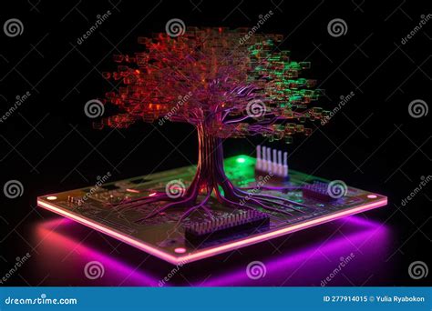 Neon Tree Computer Chip Science Generate Ai Stock Illustration Illustration Of Information