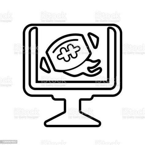 축구 Tv 프로그램 개념 선 아이콘입니다 선형 축구 Tv 프로그램 개념 개요 기호 디자인입니다 이 간단한 요소 그림 사용할 수 있습니다 웹 및 모바일 Uiux가 경쟁에 대한