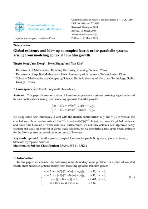 Pdf Global Existence And Blow Up To Coupled Fourth Order Parabolic