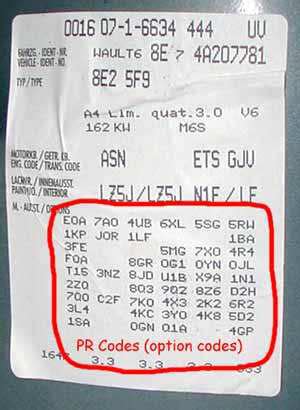 Liste Des Codes PR Options Audi Page Un Brin De Causette Forum Audi Com