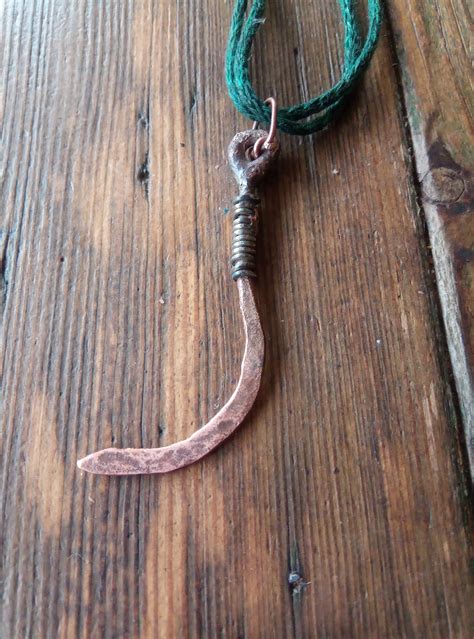 Copper Sickle Pendant As A Symbol Of White Magic Etsy