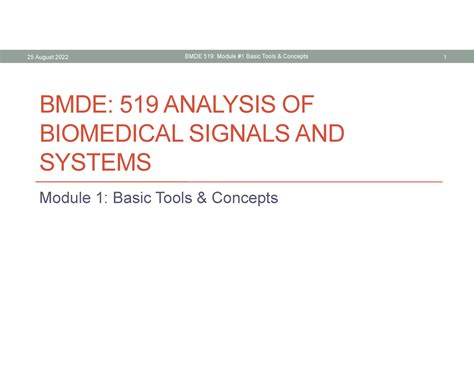 Mod01 Bmde 519 Module 1 Bmde 519 Analysis Of Biomedical Signals