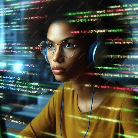 Focused Programmer In Coding Matrix Premium Ai Generated Image