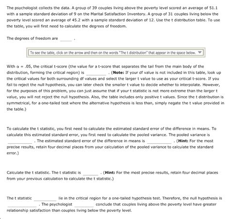 Solved 10 The T Test For Two Independent Samples
