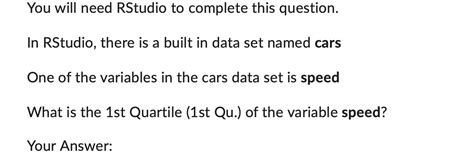 Solved You Will Need To Use RStudio For This Question In Chegg
