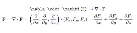divergence ∇ · and curl ∇ × operator in latex codespeedy