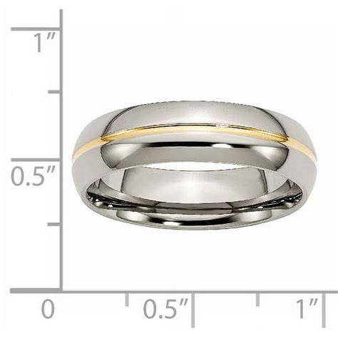 Titanium Yellow Ip Plated Grooved 6mm Polished Band