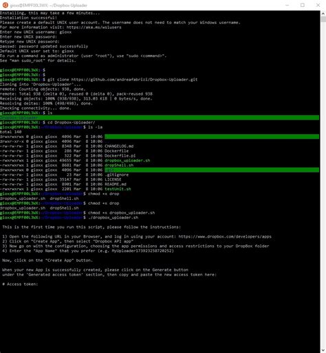 Dropbox Upload Dati Da Bash Con Windows Wsl