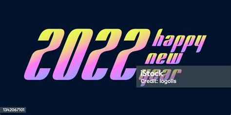 해피 뉴 2022 년 홀로그램 번호 2022 대담한 홀로그램 달력 인사말 카드 또는 인쇄를위한 새해와 크리스마스 디자인 인사말 카드 축제 포스터 및 배너 벡터 일러스트레이션
