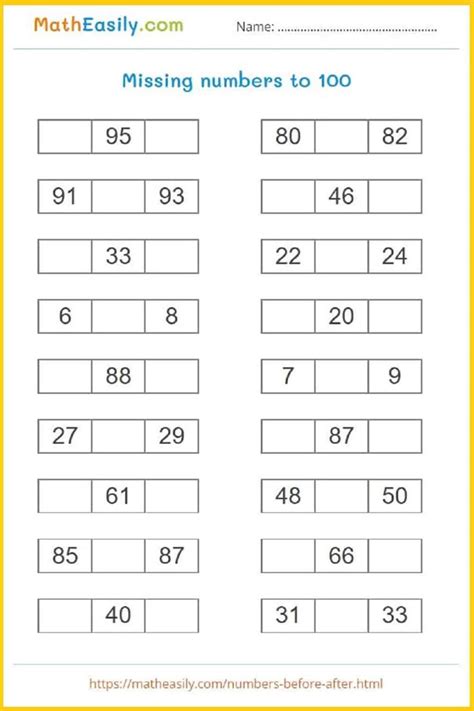 Missing Numbers For Kindergarten 1st Grade Math Worksheets First