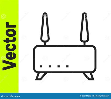 Line Router And Wi Fi Signal Symbol Icon Isolated On White Background Wireless Ethernet Modem