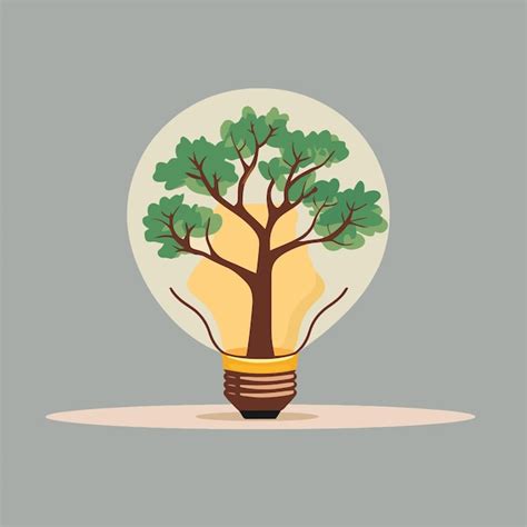 Premium Vector Tree Growing On Light Bulb Vector Flat