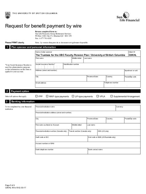 Fillable Online Request For Benefit Payment By Wire Fax Email Print