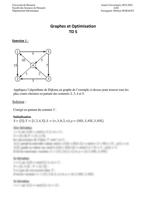 SOLUTION Exercices Td Graphes Solution Studypool