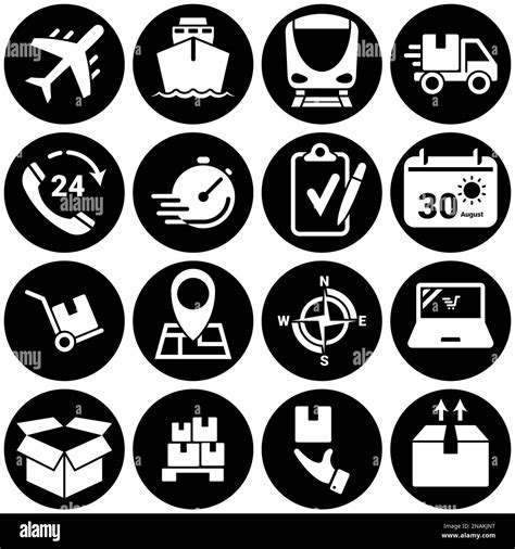Set Of Simple Icons On A Theme Transportation Logistics Cargo Vector