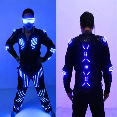New Arrived RGB Color LED Armor LED Suits Robot Costume LED Luminous Clothing For Night