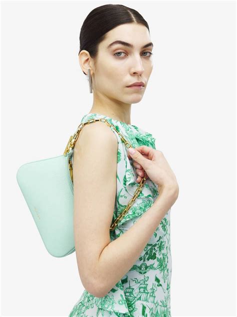 Womens Mini T Bar Pouch In Green Alexander Mcqueen Gb