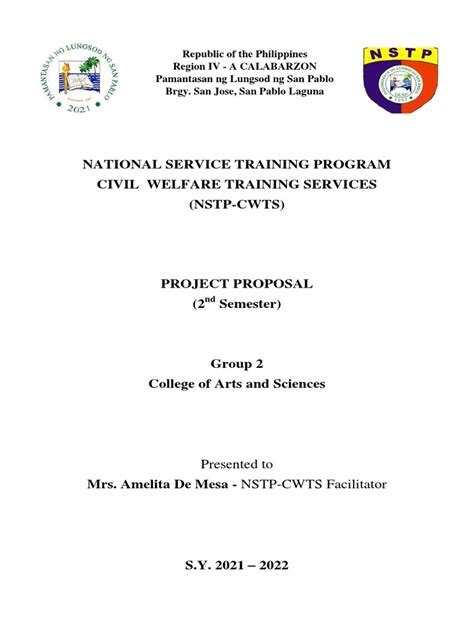 Group 2 Project Proposal Nstp Cwts Final Paper Pdf Leadership