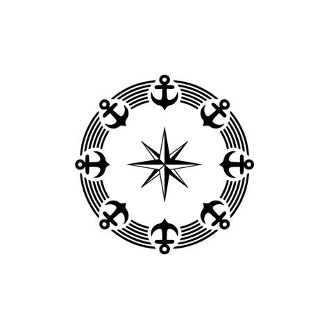 Nautical Compass Anchor Star Motif Circular Emblem 67910831 Vector Art At Vecteezy