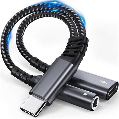 Adaptateur Pour Casque Et Chargeur Usb C Vers Jack Auxiliaire 3 5 Mm 2 En 1 Avec Chargeur Rapide