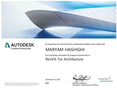 Maryam Haghighi On Linkedin Revit Architecture Certificate From Autodesk Company In 2019