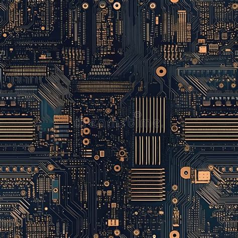 Seamless Circuit Board Tile Pattern Texture Generative Ai Stock