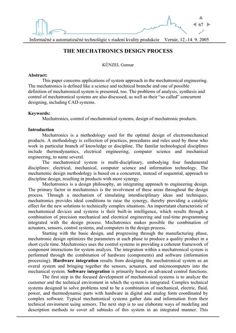 The Mechatronics Design Process The Mechatronics Design Process