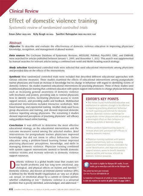 Pdf Effect Of Domestic Violence Training Systematic Review Of