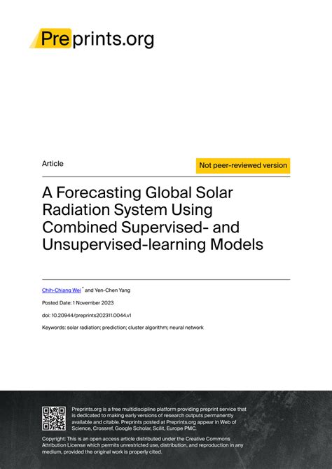 Pdf A Forecasting Global Solar Radiation System Using Combined Supervised And Unsupervised