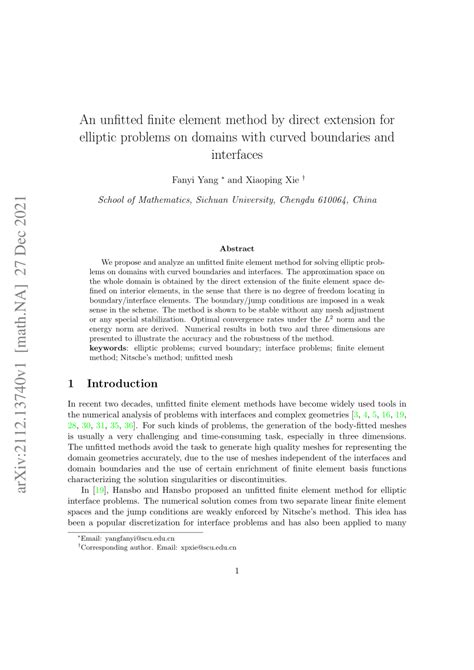 Pdf An Unfitted Finite Element Method By Direct Extension For