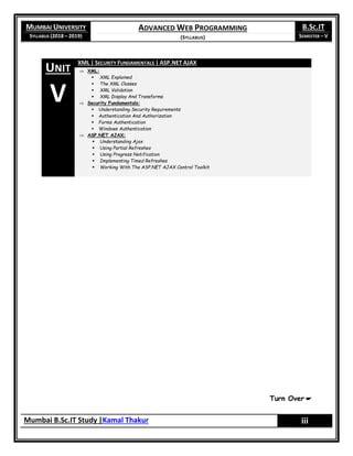 Advanced Web Programming Syllabus 2018 2019 Mumbai University PDF