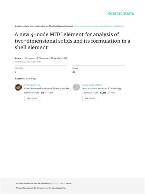 2017 A New 4 Node Mitc Element For Analysis Of Two Dimensional Solids And Its Formulation In A