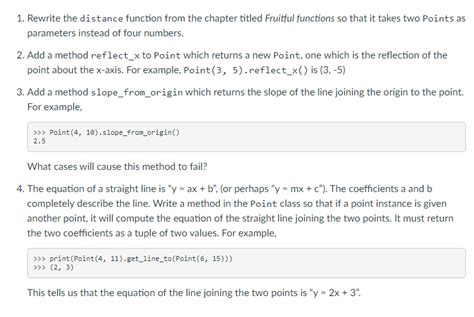 Solved 1 Rewrite The Distance Function From The Chapter