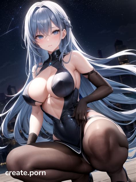 Solo Perfect Lighting Starlight Blue Eyes Night City AI Porn Generator