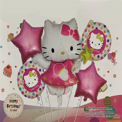 قیمت و خرید بادکنک فویلی طرح کیتی کد 085 مجموعه 5 عددی