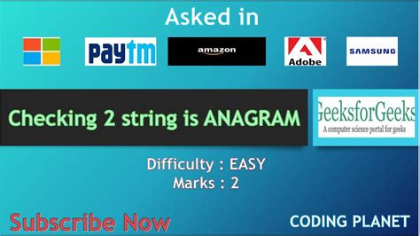 Checking Anagram Coding Interview Problem Coding Planet Youtube