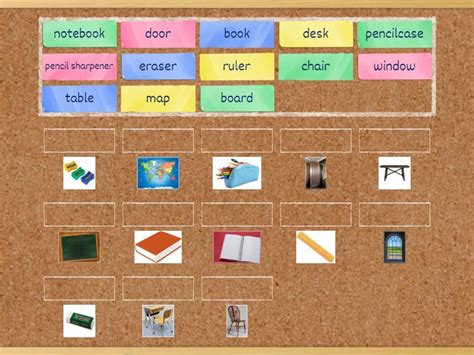 classroom objects matching Eşleştir