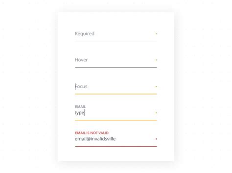 Field Interaction States User Interface Wireframe Examples Yellow