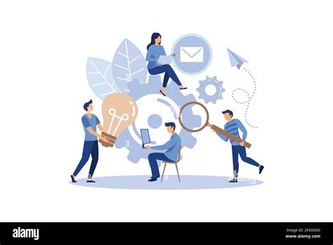 Finding New Ideas Problem Solving Vector Illustration Banner Teamwork
