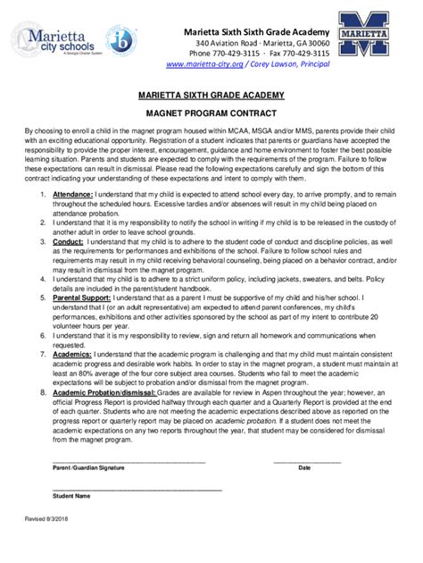 Fillable Online Marietta Sixth Grade Academy In Georgia Us News
