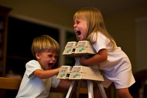 Brother And Sister Playing A Game Of Simon Says Brother Sister
