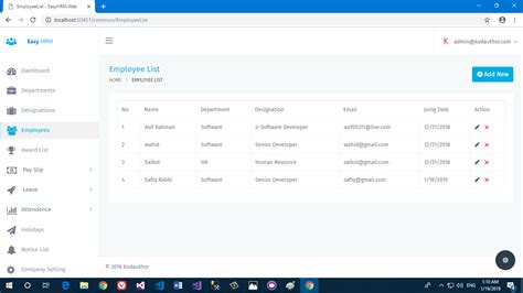 Easy Hrm Human Resource Management Asp Net Core Ef Core By Kodauthor