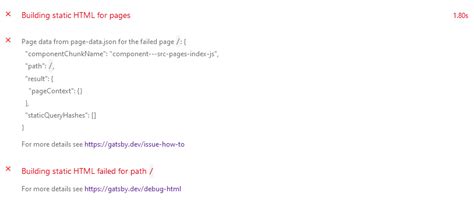 page data from page data json for the failed page while building