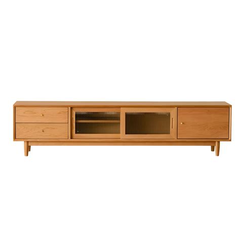 Scandinavian Media Console Wooden Tv Media Console With Drawers Oak