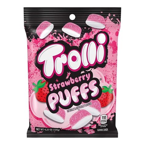 Trolli Strawberry Puffs Gummy Candy 425 Ounce Peg Bag Pack Of 12
