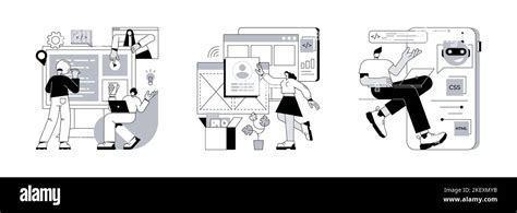 Professional Programming Abstract Concept Vector Illustration Set Software Development Team