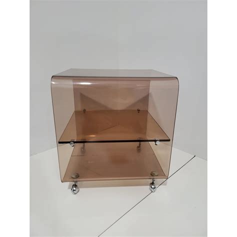 1970s Michel Dumas For Roche Bobois Plexiglass Rolling Side Table